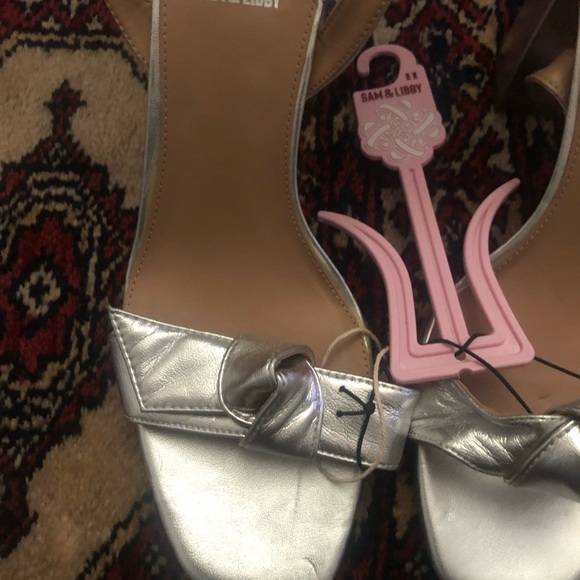 Sam & Libby | Shoes | Sam Libby Metallic Silver Knot Heels | Poshmark